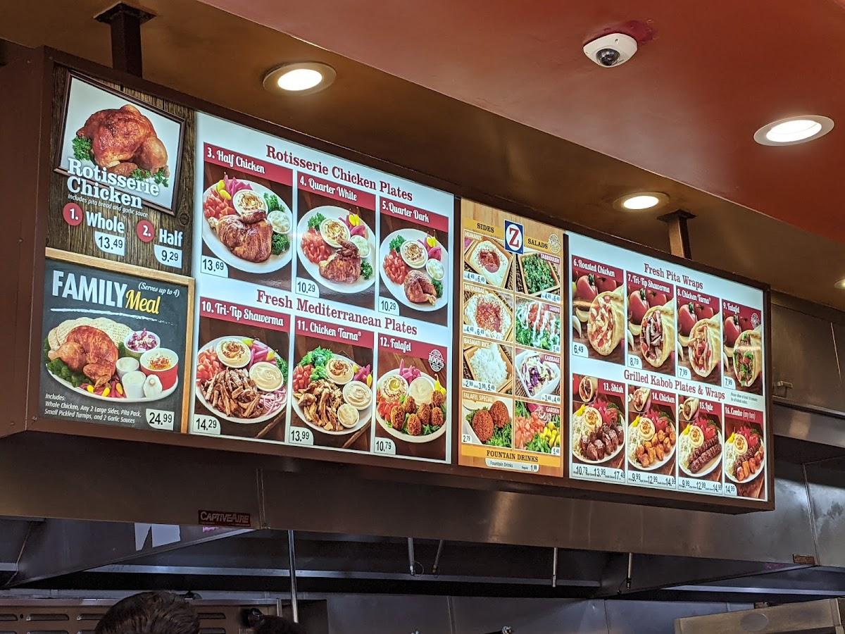Menu at Zankou Chicken restaurant, Los Angeles, S Sepulveda Blvd