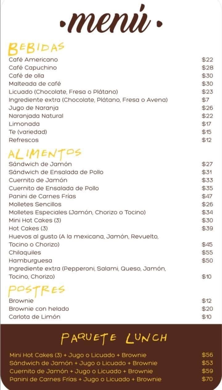 Menu at Bing's, Tampico