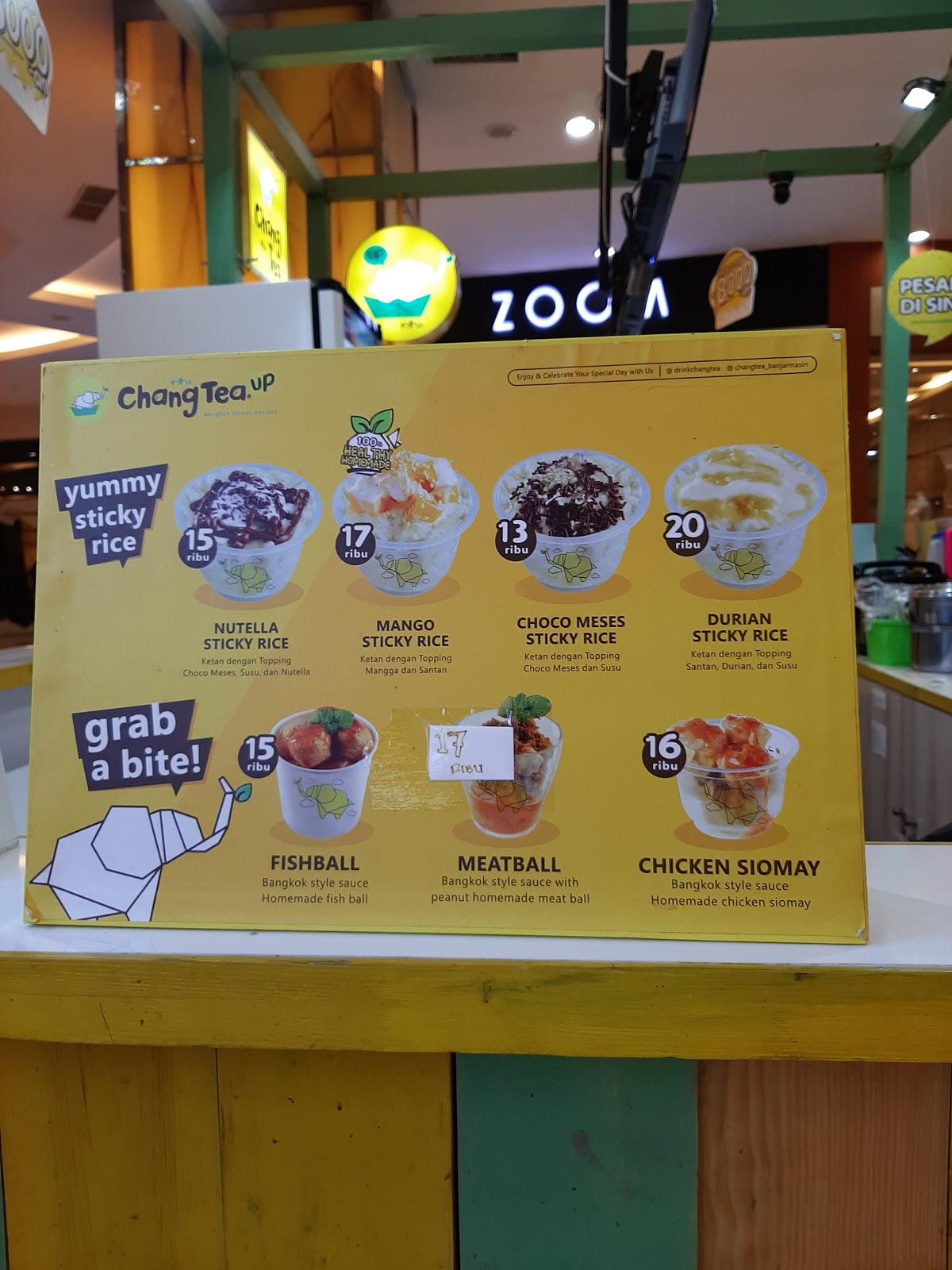 Menu at Chang Tea Q Mall cafe, Banjarbaru