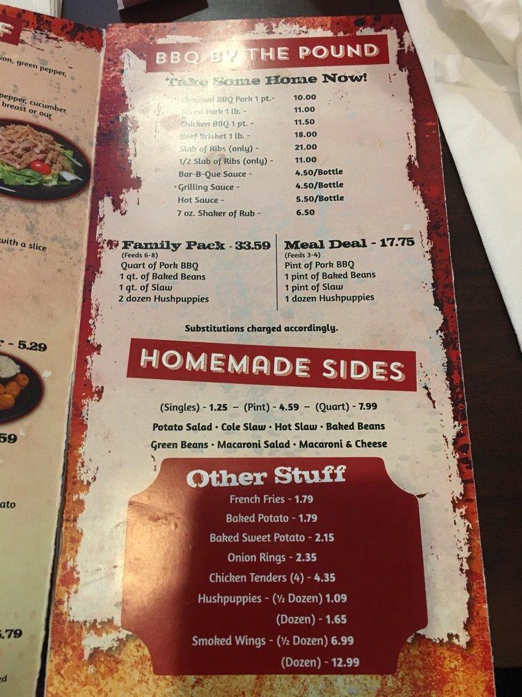 Menu at Checkered Pig BBQ & Ribs, Martinsville