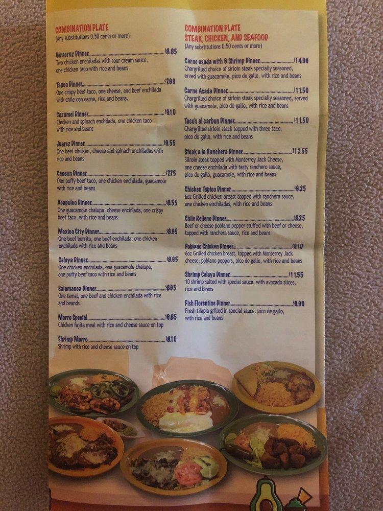 Menu at El Celaya restaurant, Roland, 100 W Ray Fine Blvd