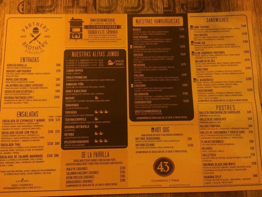 Menu at Club Roma, Mexico City, Calle de Durango 175