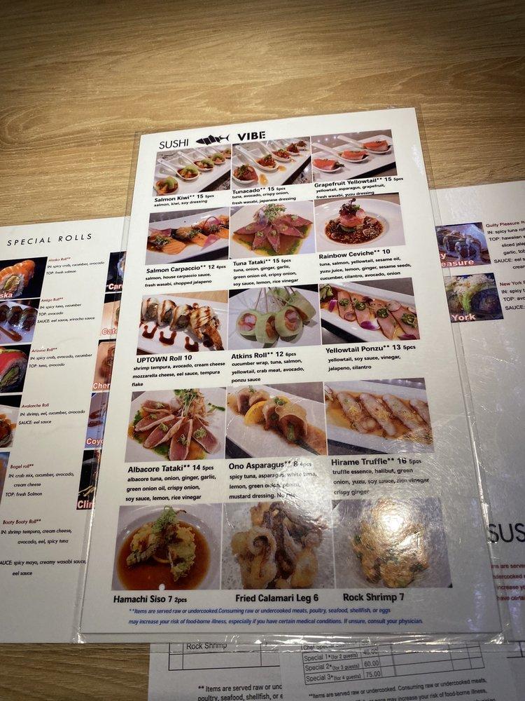 Menu at Sushi Vibe restaurant, Phoenix