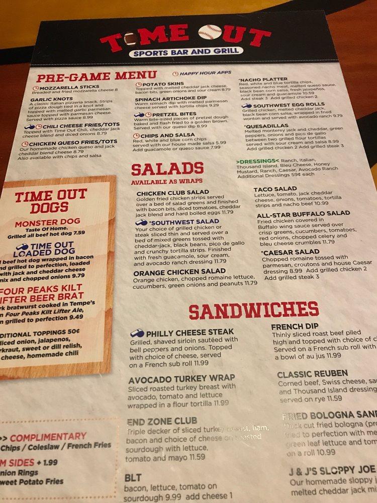 Menu at Time Out Sports Bar & Grill, Mesa