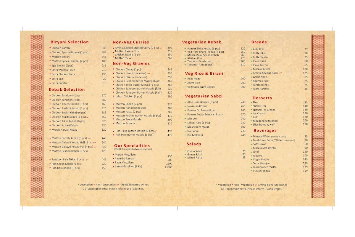 Menu at Aminia Restaurant - KolaghaT, Kolaghat