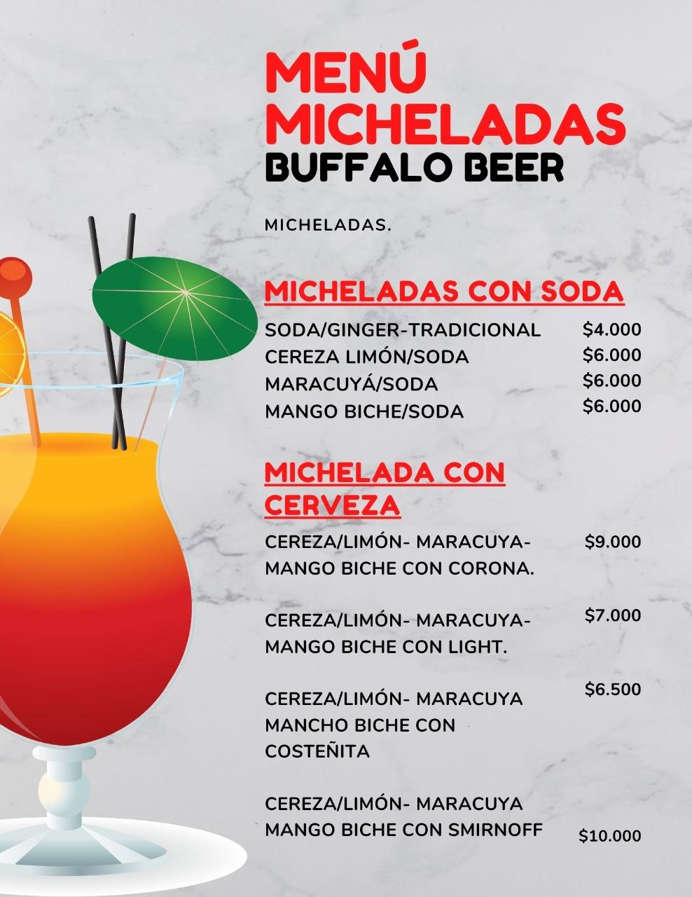 Menu at Buffalo Beer & Micheladas pub & bar, Corozal