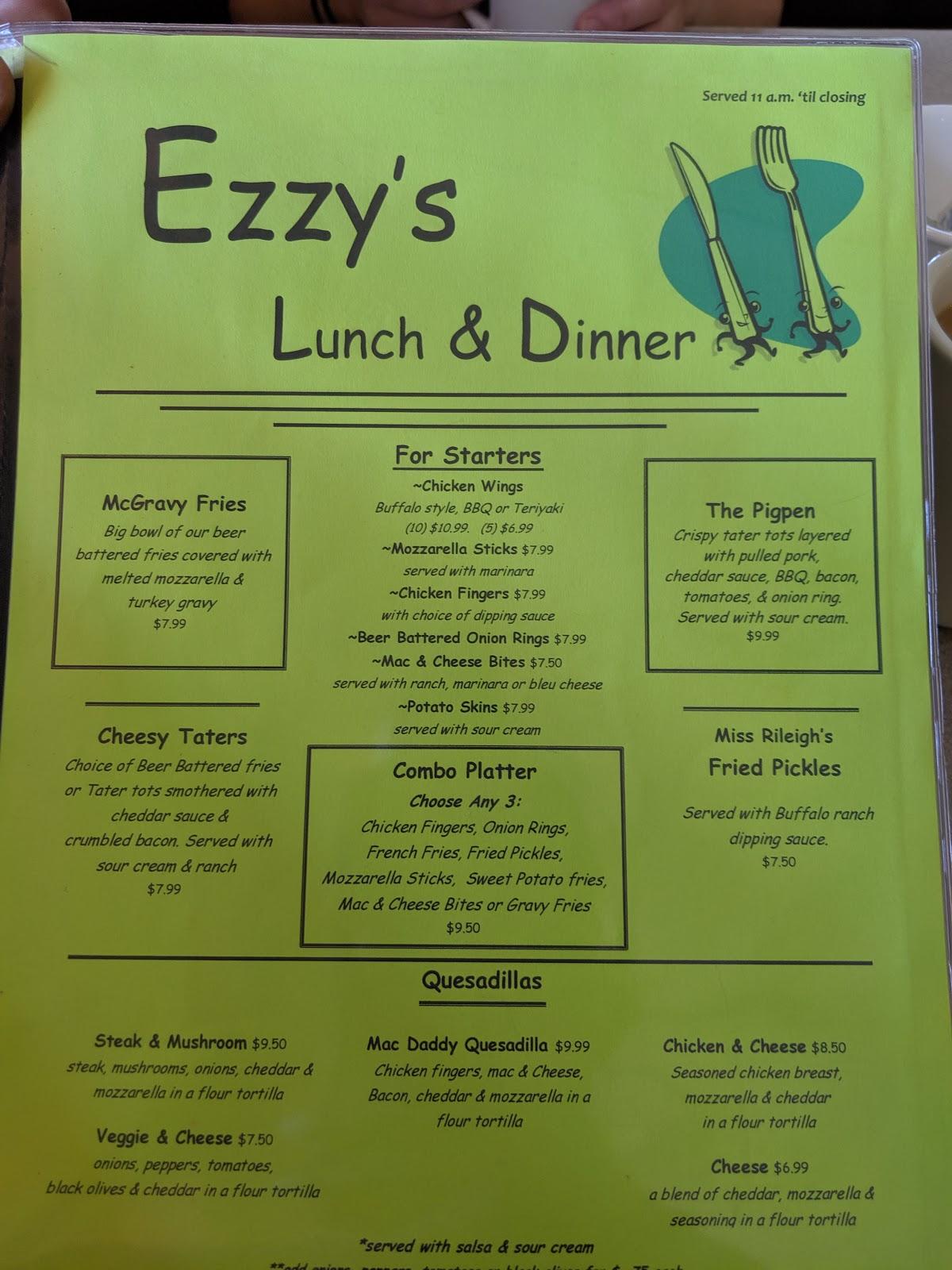 Menu at Ezzy's Restaurant, Rochester, Latta Rd