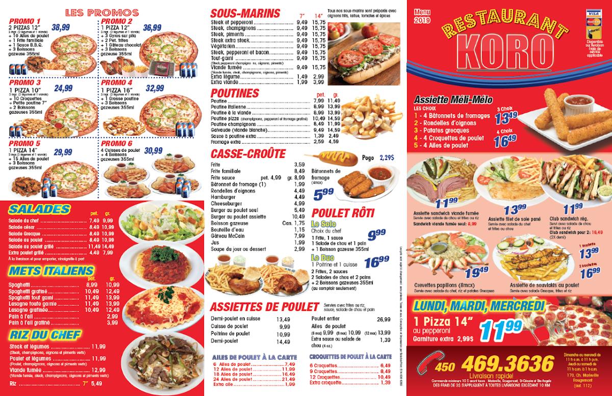 Menu at Restaurant Koro Pizza, Rougemont