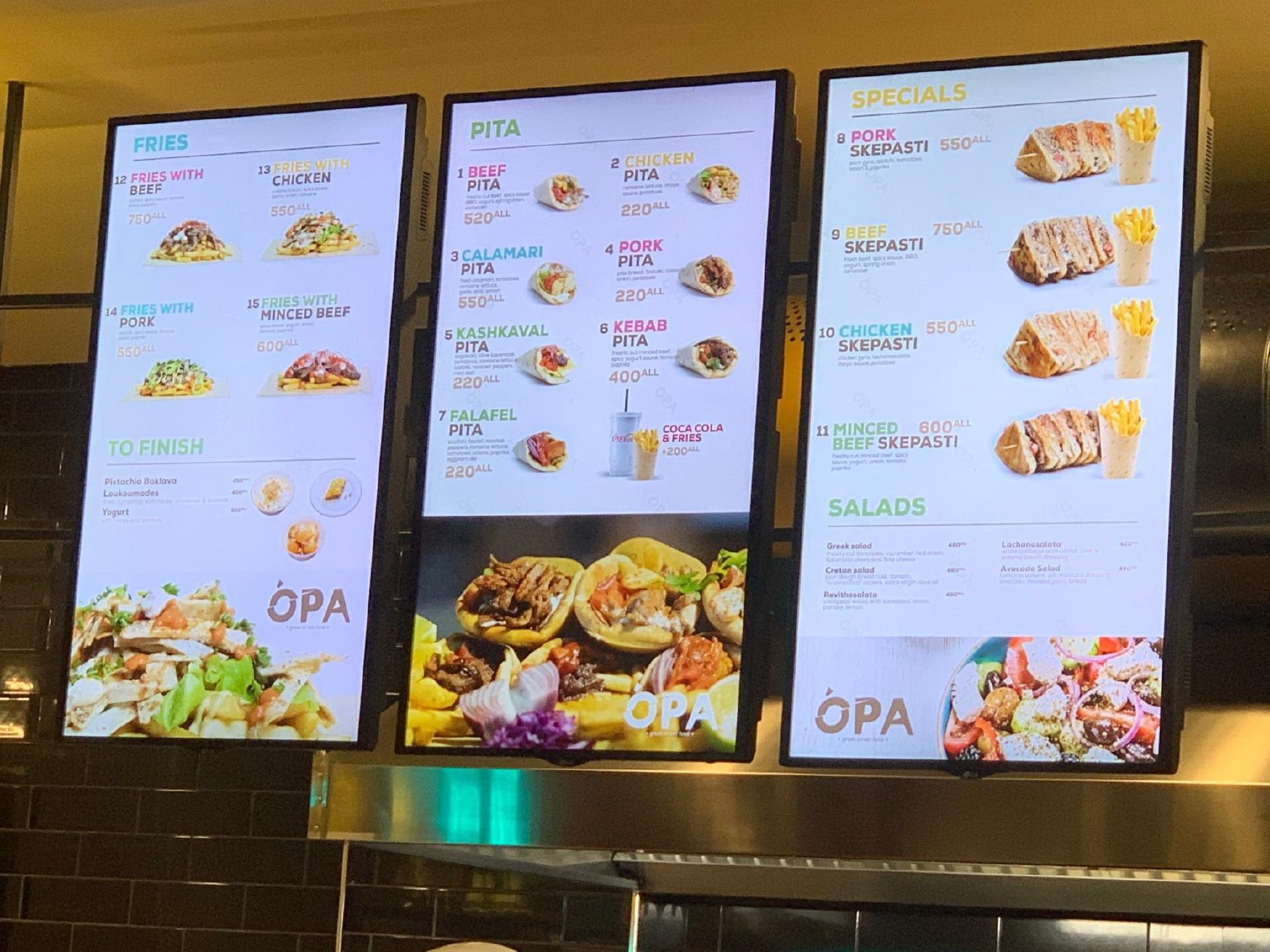 Menu at OPA - Greek Street Food (Bllok) restaurant, Tirana