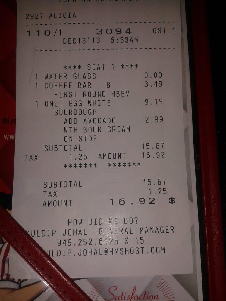 Menu at Ruby's Diner restaurant, Santa Ana, 18601 Airport Way