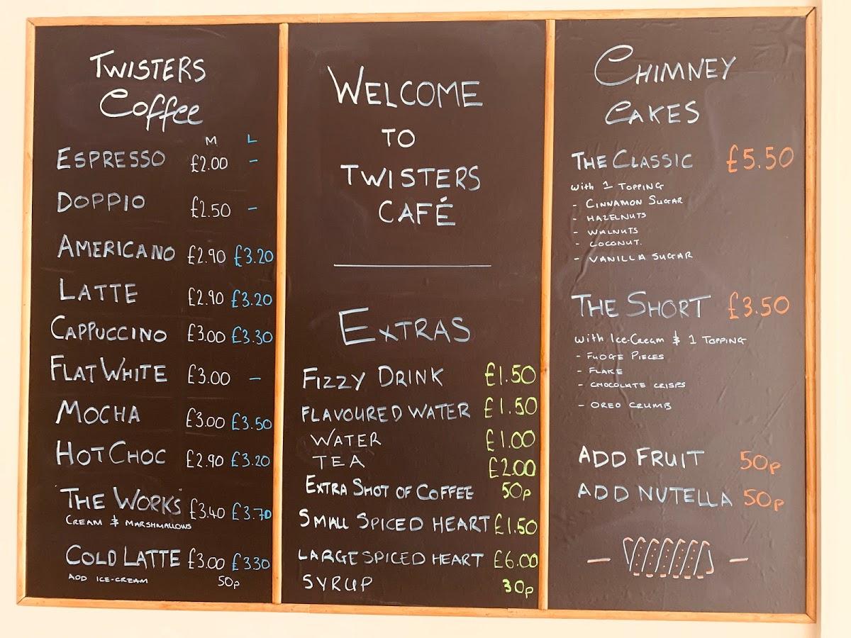 Menu at Twisters Café cafe, Exeter