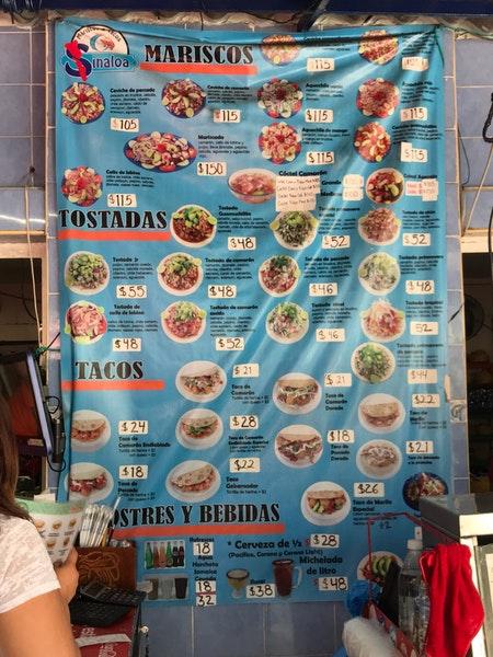 Carta del restaurante Sina Mariscos y Tacos, Guadalajara
