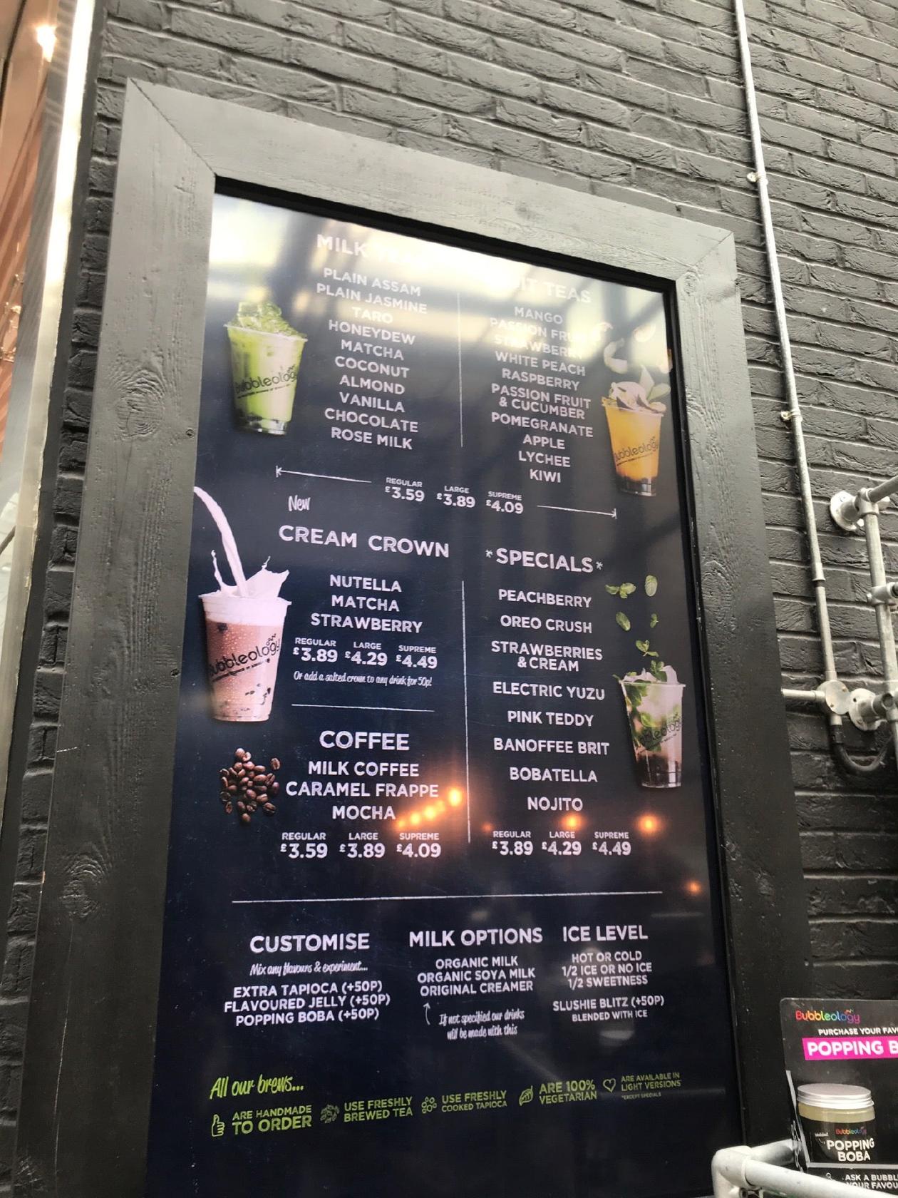 Menu at Bubbleology Westfield Stratford pub & bar, London, 1st Floor