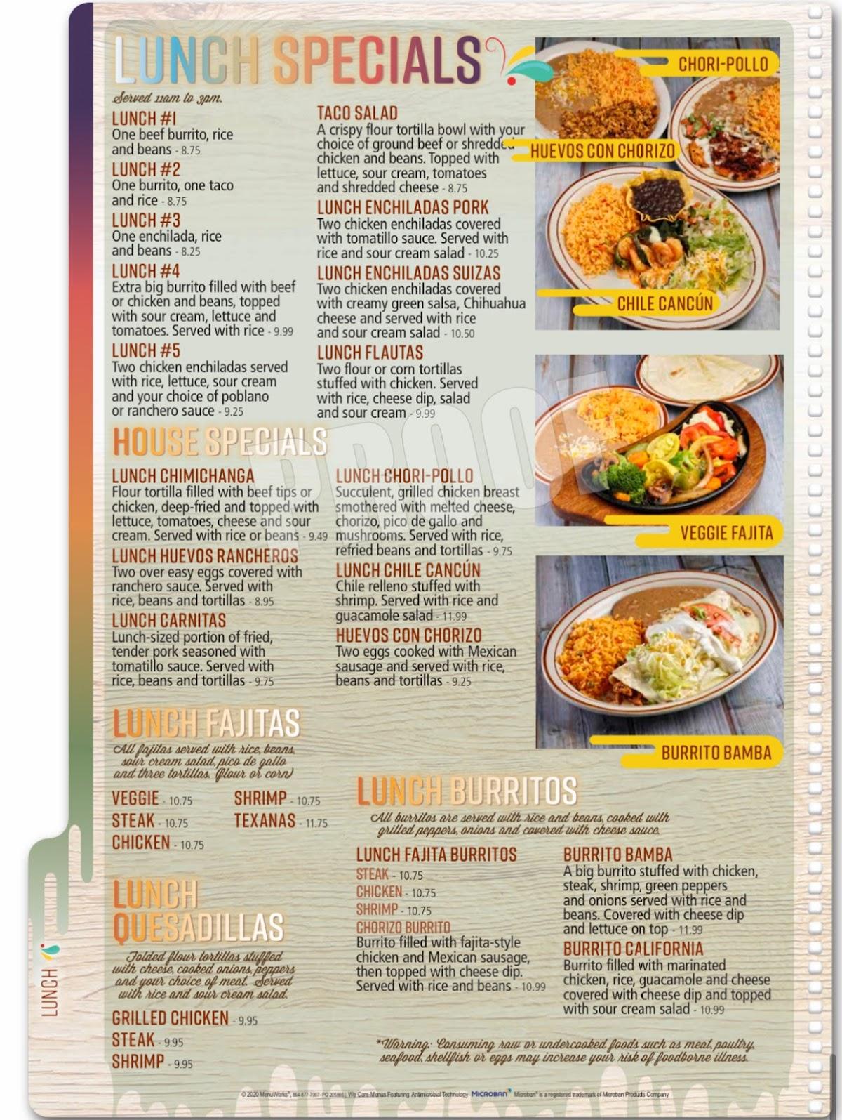 Menu at Las Brasas Grill Mexican Restaurant, Wellsville