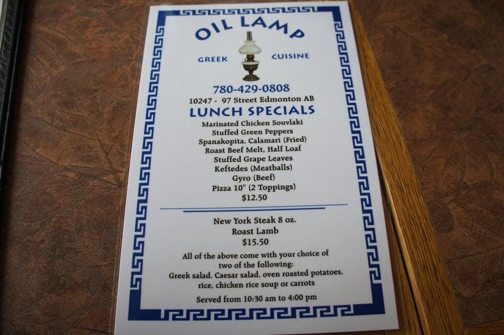 Menu at Oil Lamp pub & bar, Edmonton