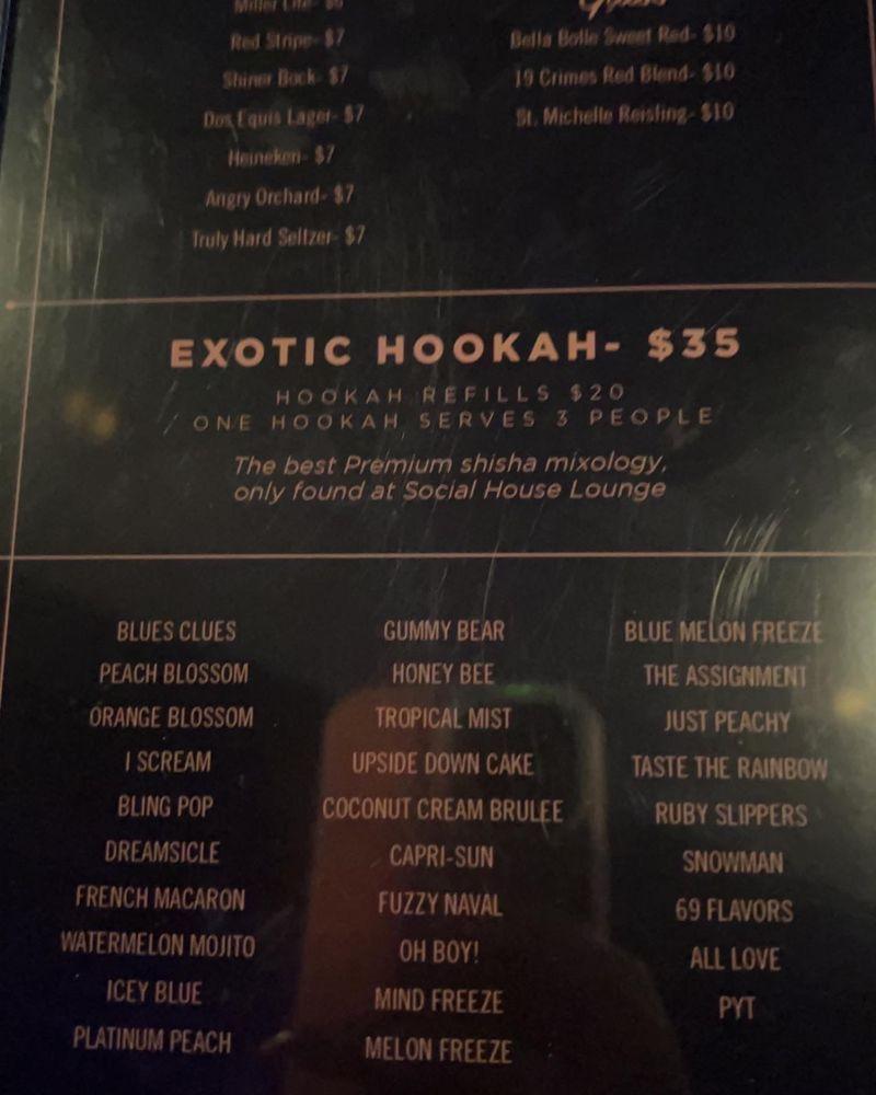 Menu at Social House pub & bar, Houston