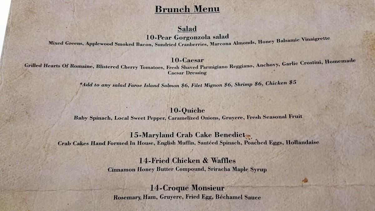 Menu at Veranda Bistro & Bar, Avon