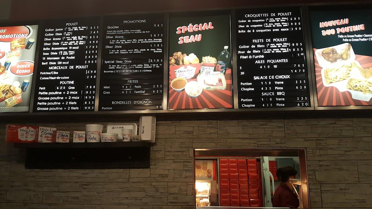 Menu at Dixie Lee restaurant, Rimouski