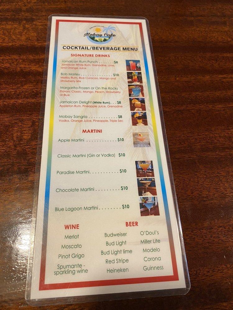 Menu at Mobay Cafe, Milwaukee