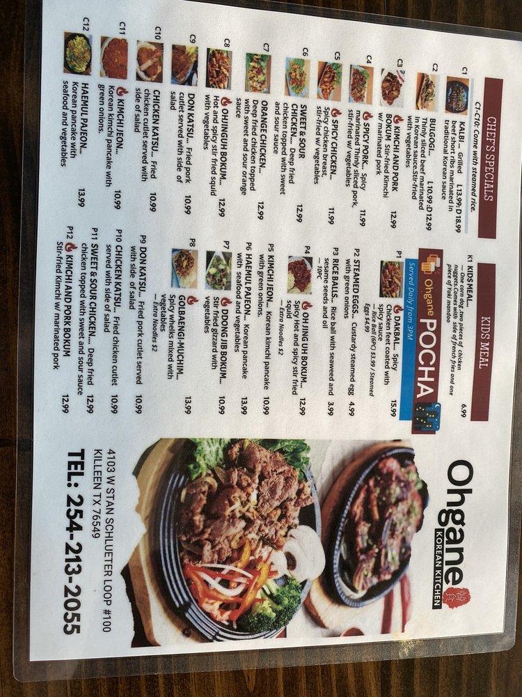 Menu at Ohgane Korean Kitchen restaurant, Killeen