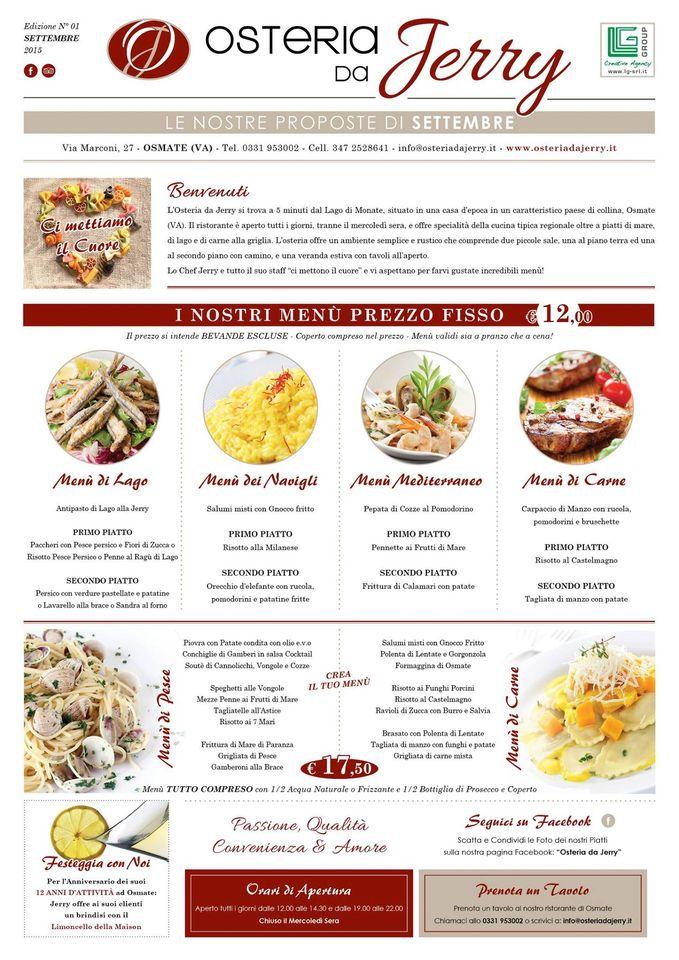 Menu da Osteria Da Jerry ristorante, Osmate