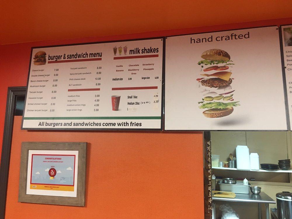 Menu at Bobs burgers and teriyakis restaurant, SeaTac
