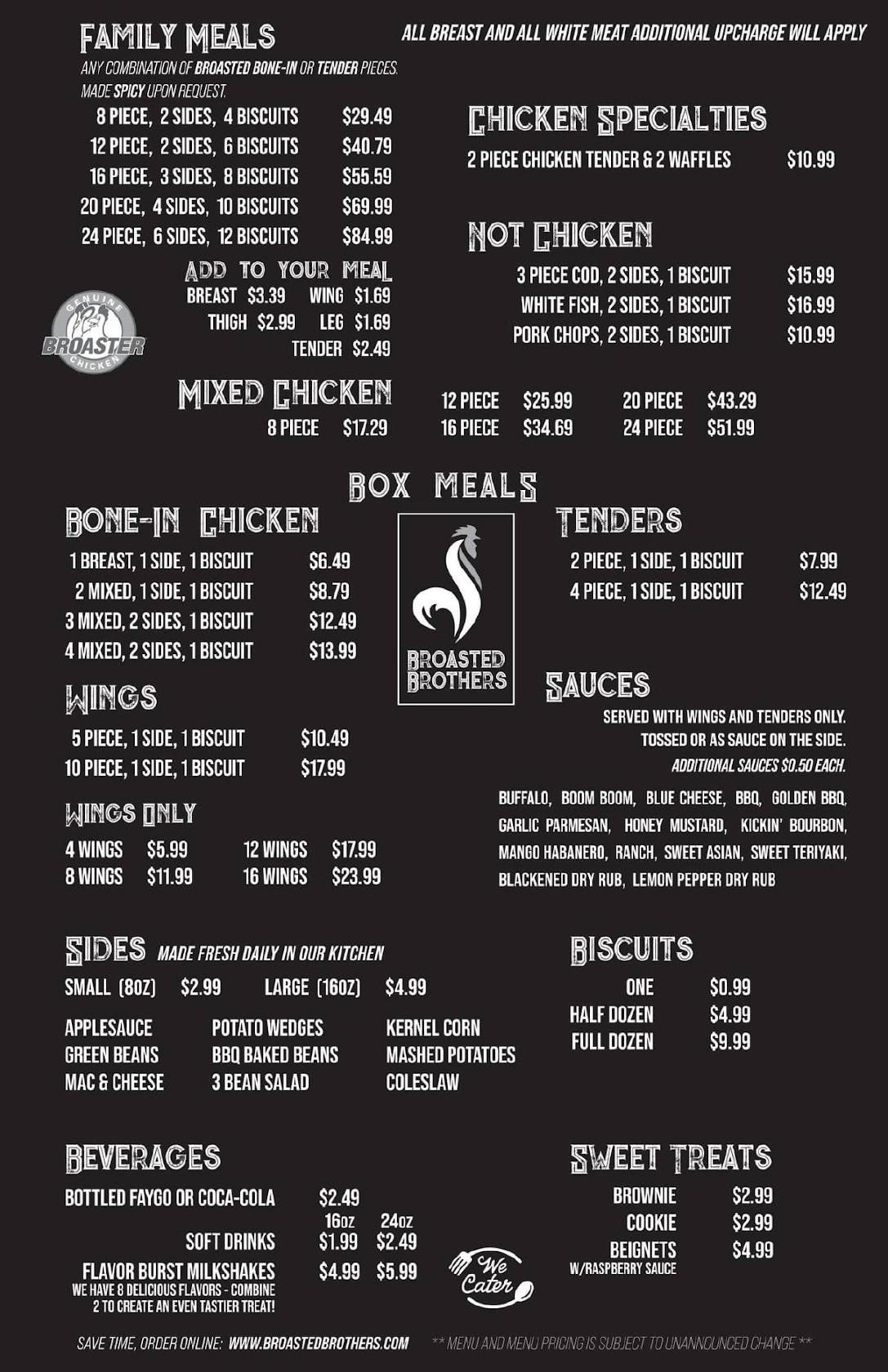 Menu at Broasted Brothers Livonia restaurant, Livonia