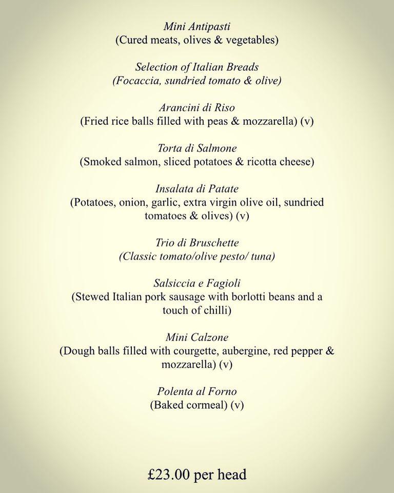 Menu at Buonissima Aperitivo Bar, Sandiacre
