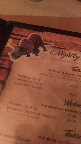Menu at The Granary Supper Club, Sherwood