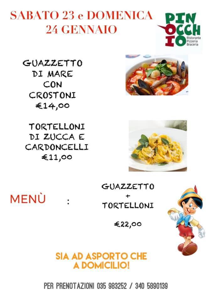 Menu at Pinocchio restaurant, Lovere