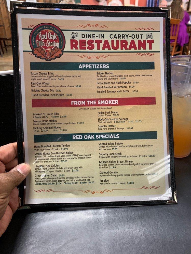 Menu at Red Oak Fillin' Station restaurant, Hot Springs