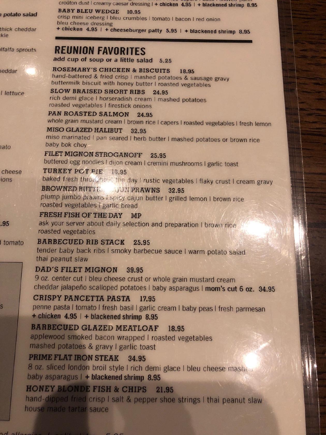 Menu at Reunion Kitchen + Drink pub & bar, Laguna Beach