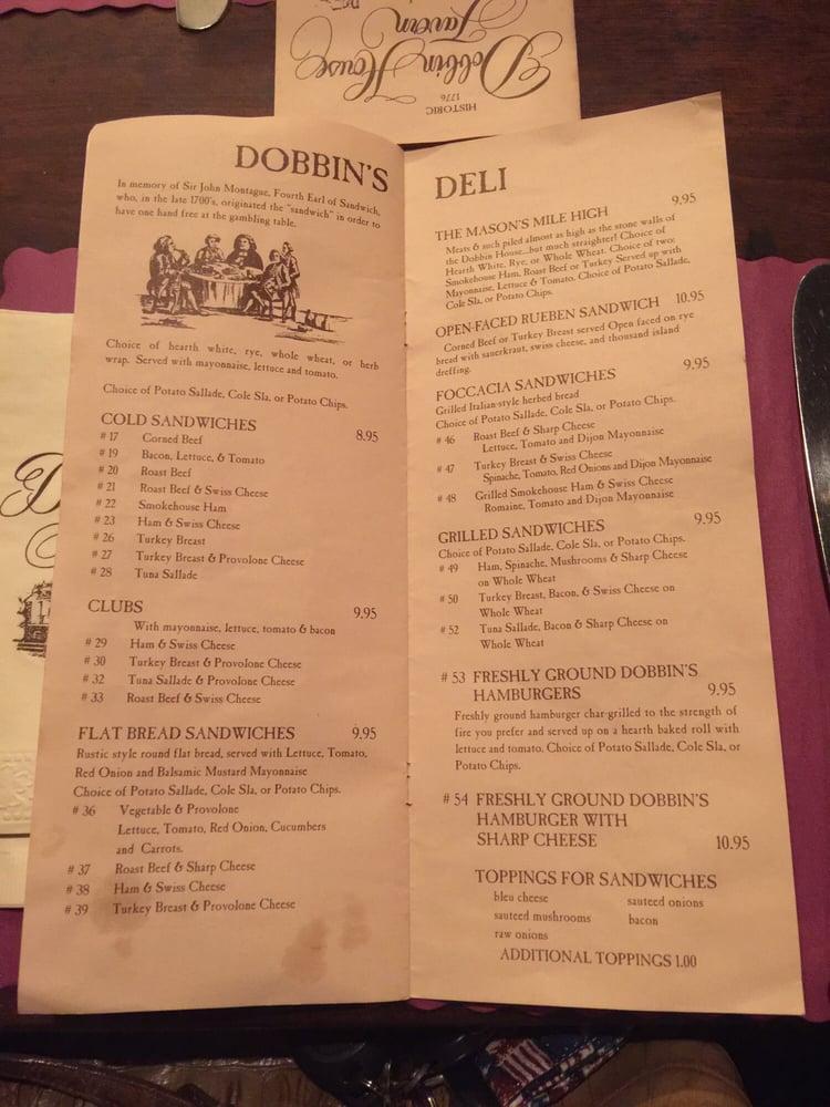 Menu at Spring House Tavern restaurant, Gettysburg