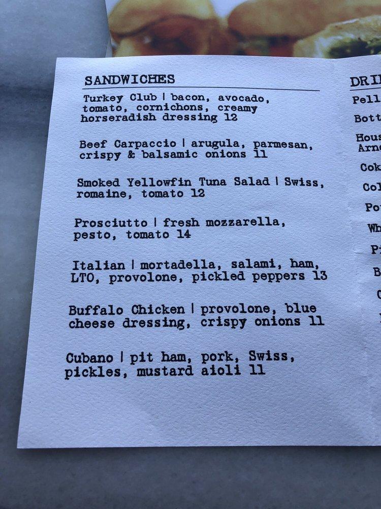 Menu at The Sandwich Shop at Buccan restaurant, Palm Beach