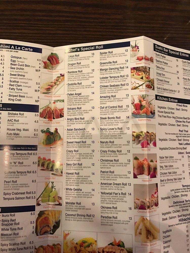 Menu at Tokyo Cafe, Greer, 413 The Parkway
