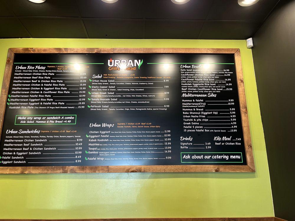 Menu at Urban Grill & Salad restaurant, Rancho Cordova, Sunrise Blvd unit b