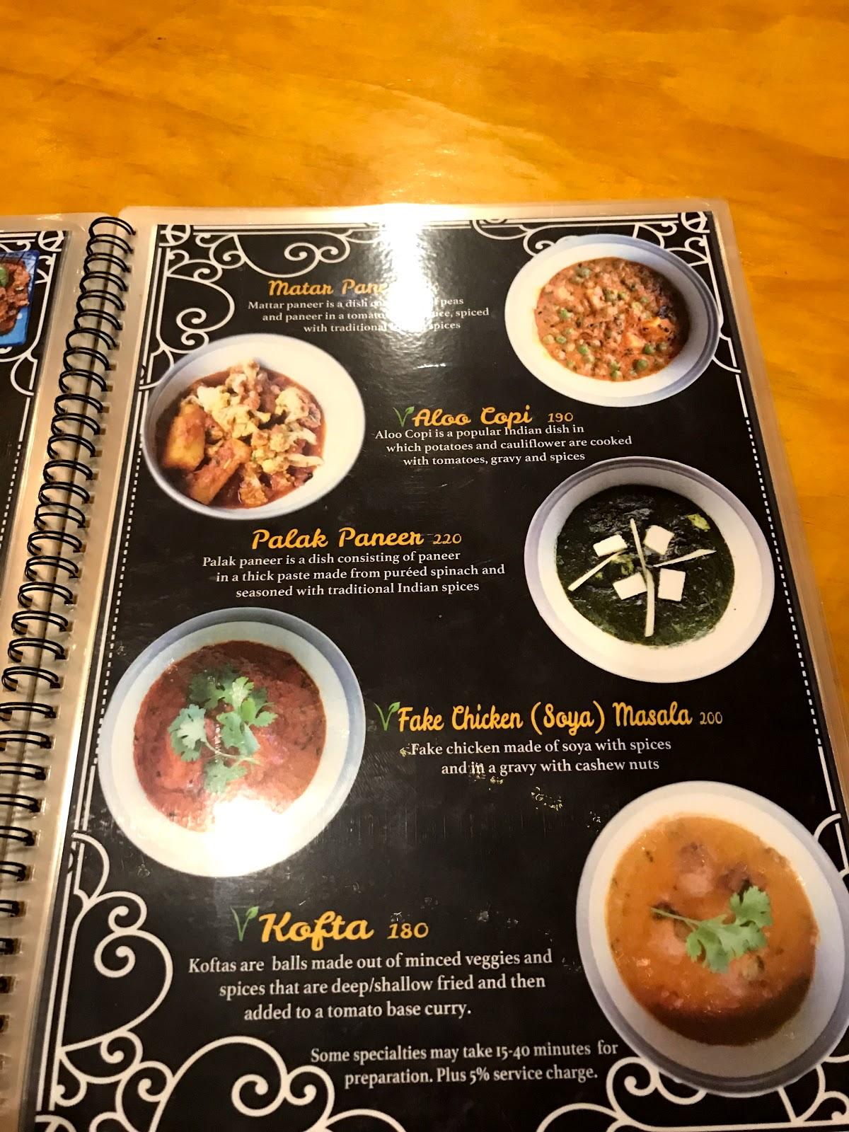 Menu at Pure Vegetarian Govinda's Restaurant, Ao Nang