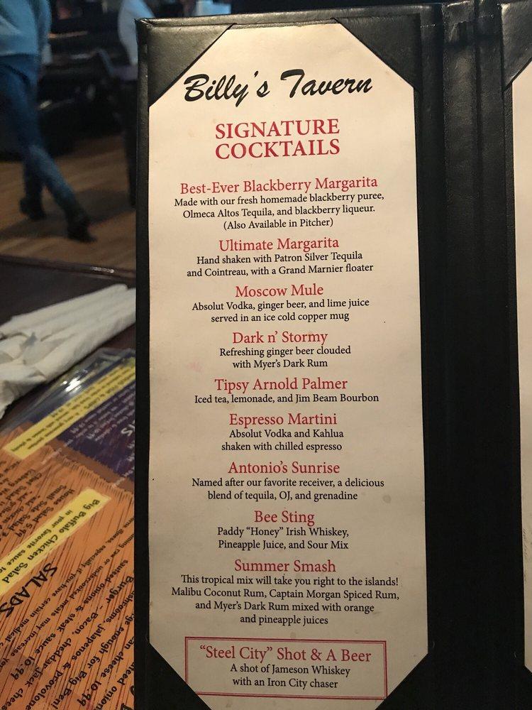 Menu at Billy's Tavern pub & bar, Davie