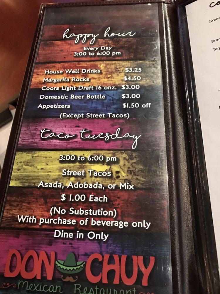 Menu at Don Chuy Mexican Restaurant, Bonney Lake