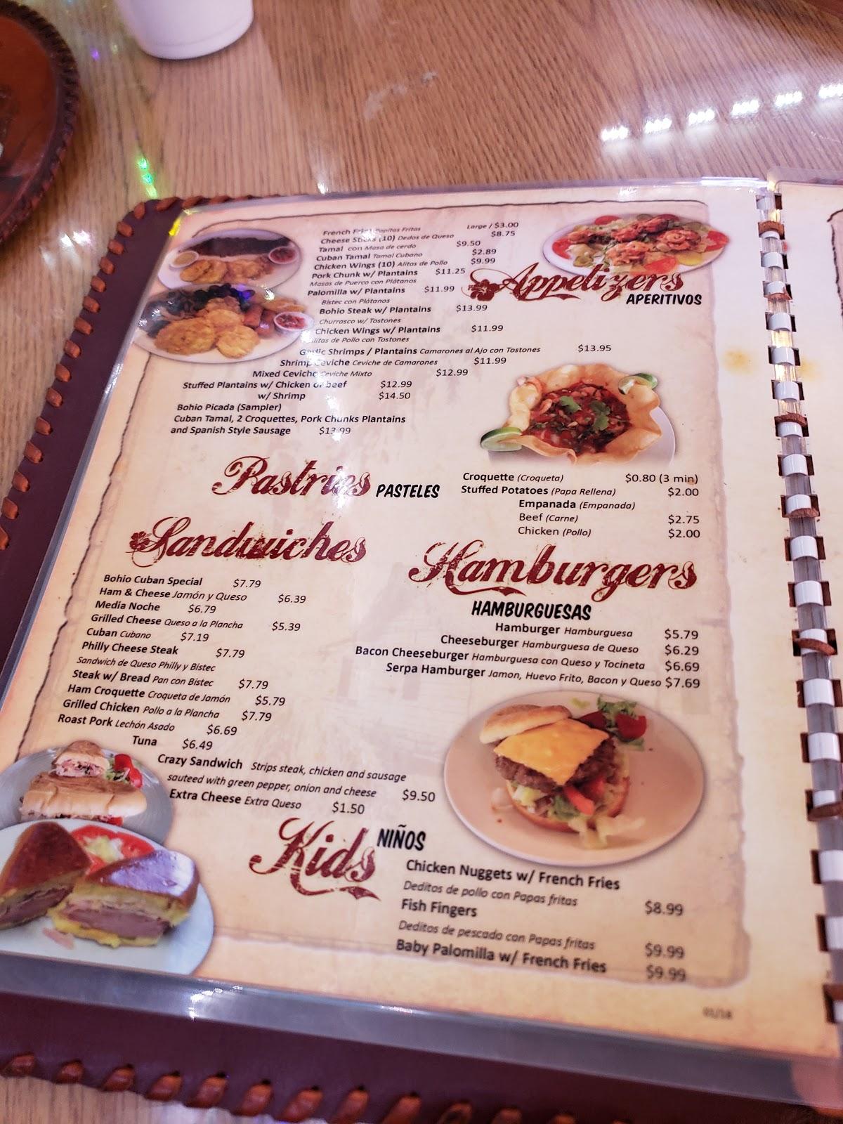 Menu at El Bohio Cuban Restaurant, Lantana, 101 S 3rd St