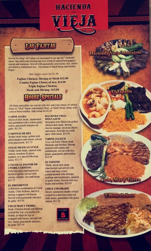 Menu at Hacienda Vieja restaurant, Grimes, 200 SE Gateway Dr #106
