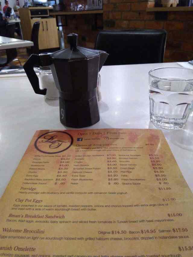 Menu at Lemon Tree Cafe, Shepparton