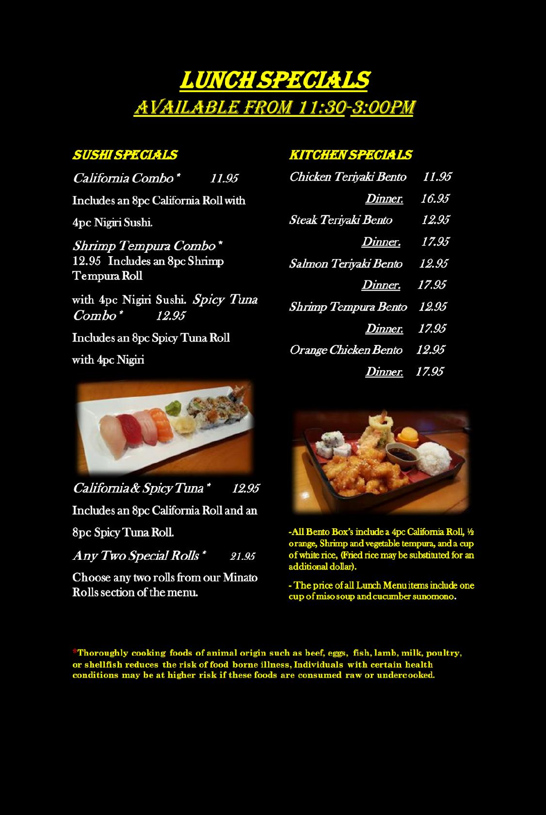 Menu at Minato Japanese & Korean Restaurant, Laughlin