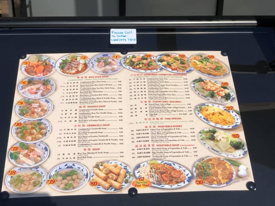 Menu at New Tung Kee Noodle restaurant, San Jose