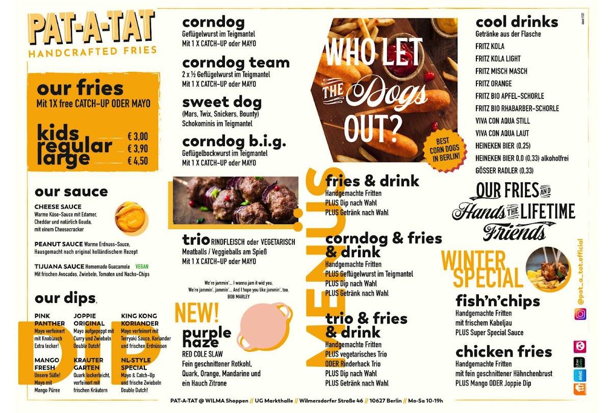 Menu at Pat-A-Tat restaurant, Berlin