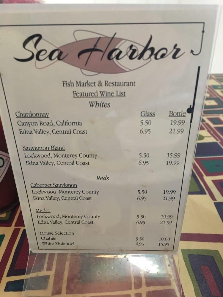 Menu at Sea Harbor Fish Market restaurant, Salinas