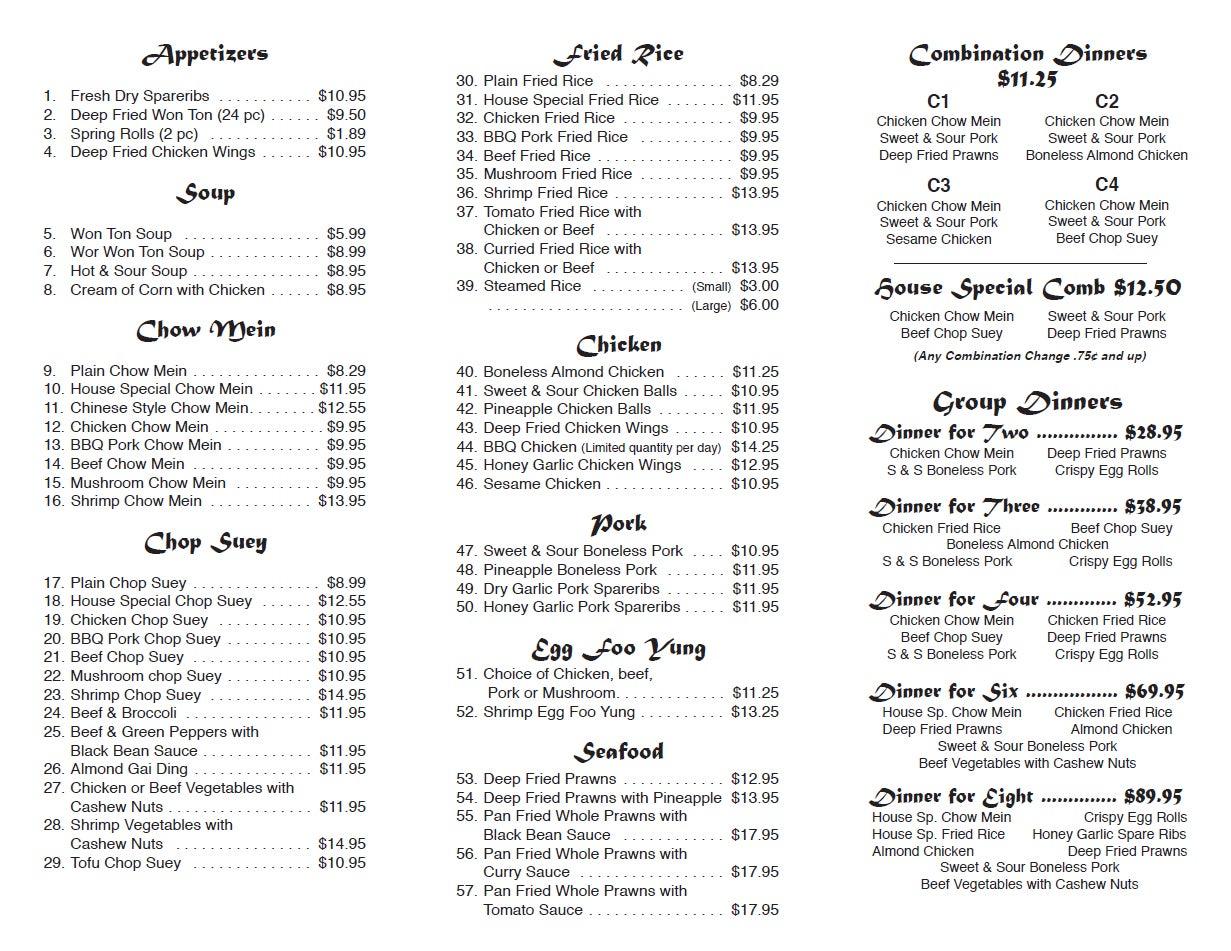 Menu at Yum Yum Tree restaurant, Kelowna
