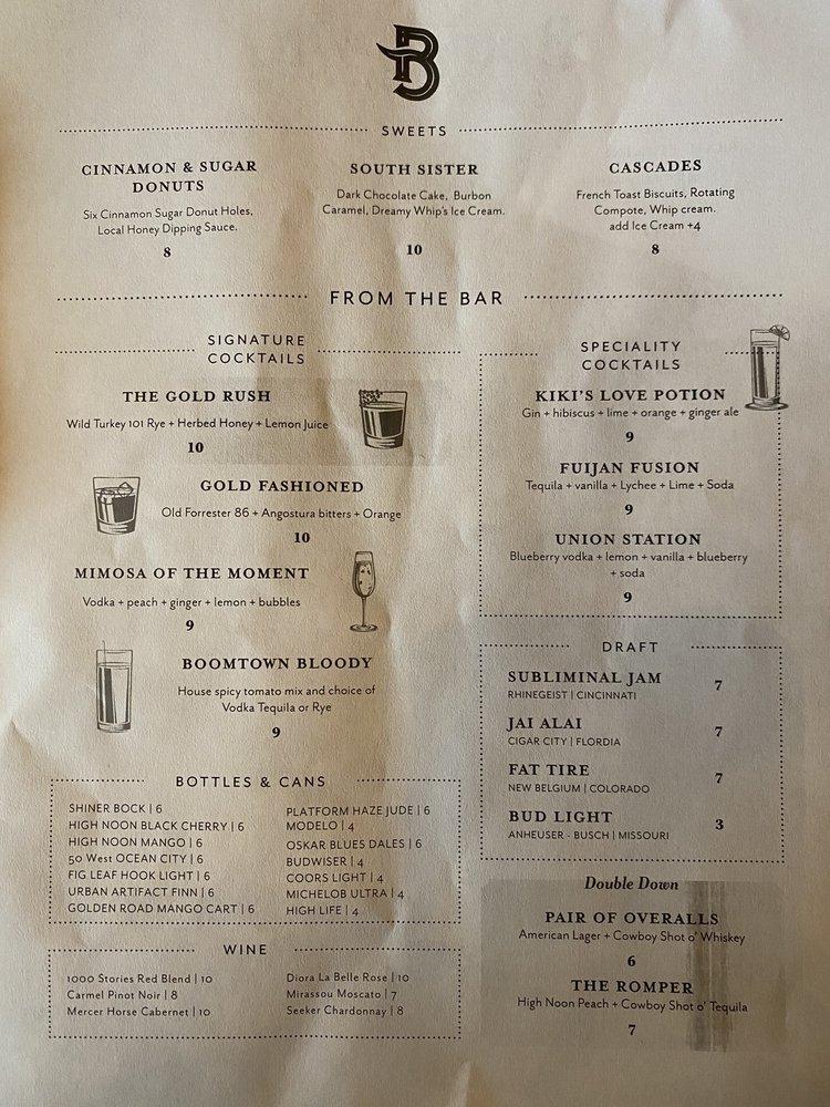 Menu at Boomtown Biscuits & Whiskey pub & bar, Union