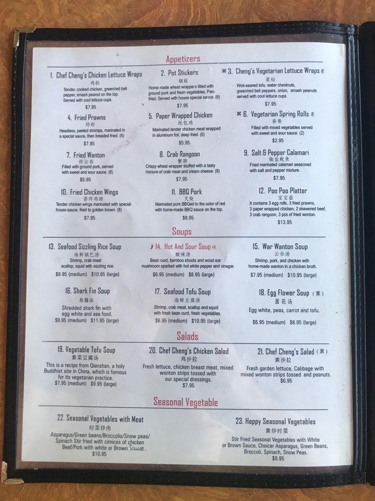 Menu at Chef Cheng's Chinese Restaurant, Elko