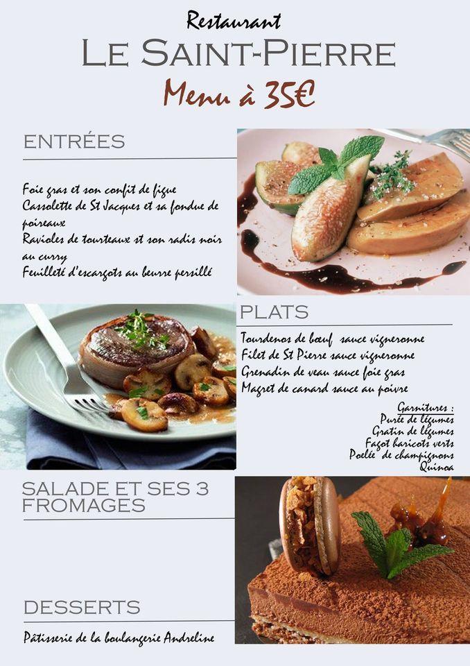 Menu at Le Saint-Pierre restaurant, Coudray-au-Perche, 3 Rue de la Rhône